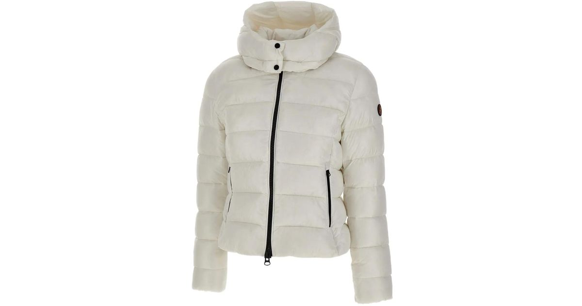 Save The Duck Horizontal-Quilted Hooded Puffer Jacket in Grey | Lyst UK