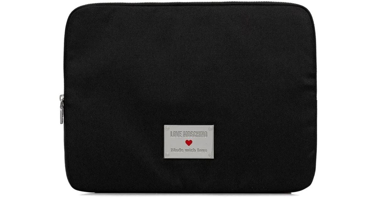 Love Moschino Zip Plaque Computer Case in Black | Lyst