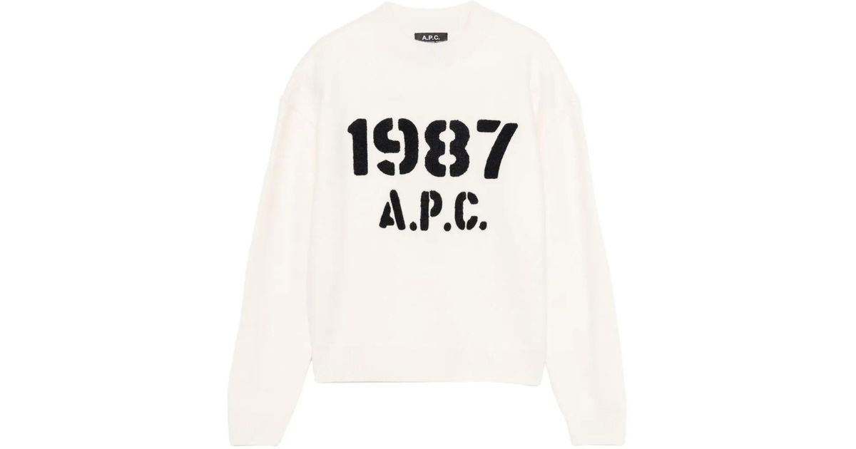 A.P.C. Logo-Print Sweater in White | Lyst
