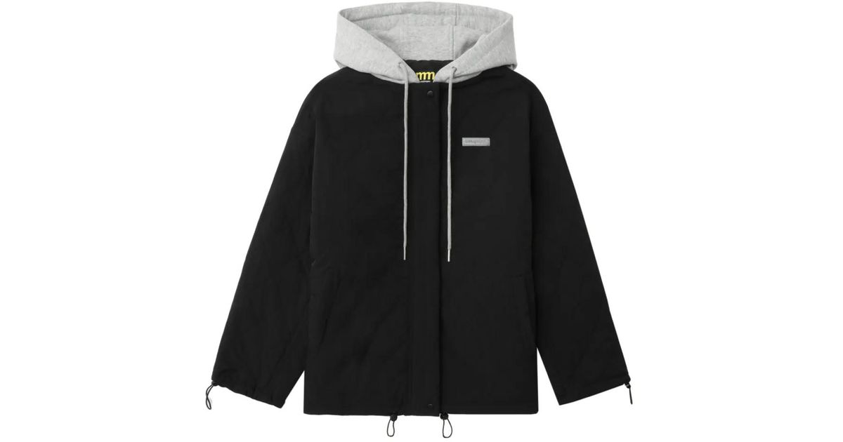 Mini Cream Hooded Quilted Jacket in Black | Lyst