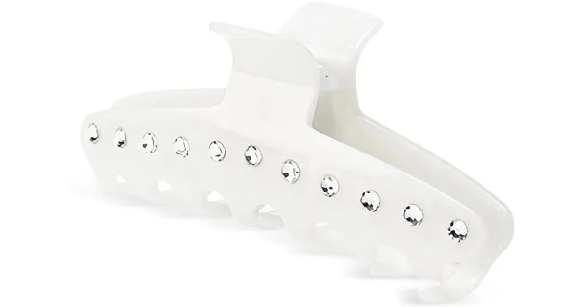 Maison Michel Crystal-Embellished Claw Hair Clip in White | Lyst UK