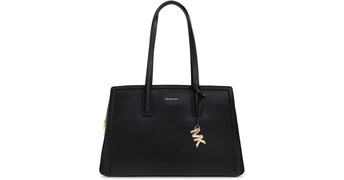 MICHAEL Michael Kors Logo-Charm Shoulder Bag in Black | Lyst