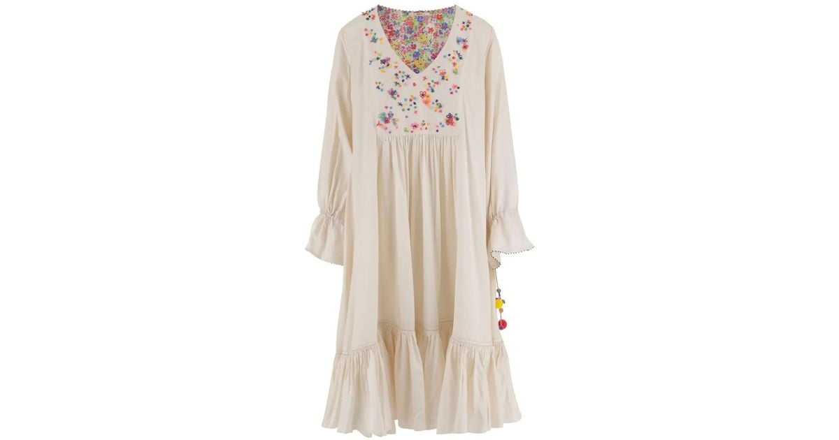Péro Floral-Embroidered Dress in White | Lyst UK