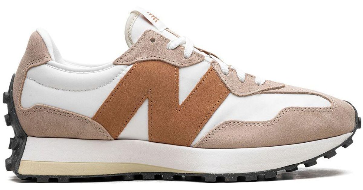 New Balance 327 Canvas/Suede Lace-Up Sneakers in Brown | Lyst