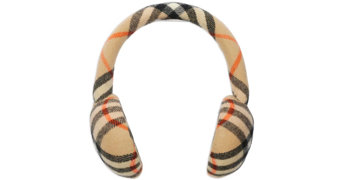 Burberry "Check" Wool Earmuffs in Metallic | Lyst