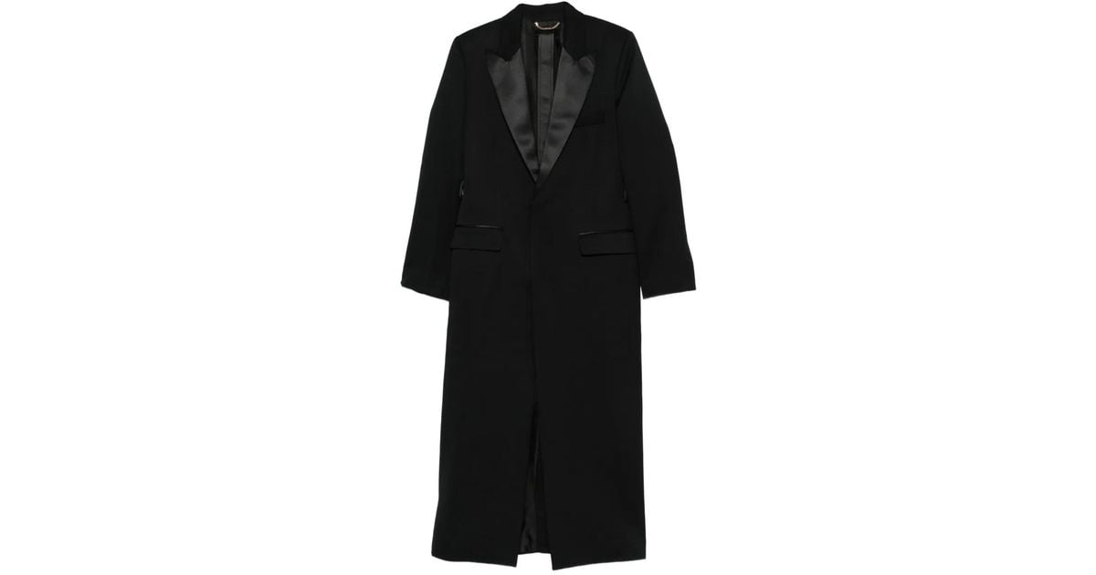 Victoria Beckham Shawl-Lapel Slit Coat in Black | Lyst UK