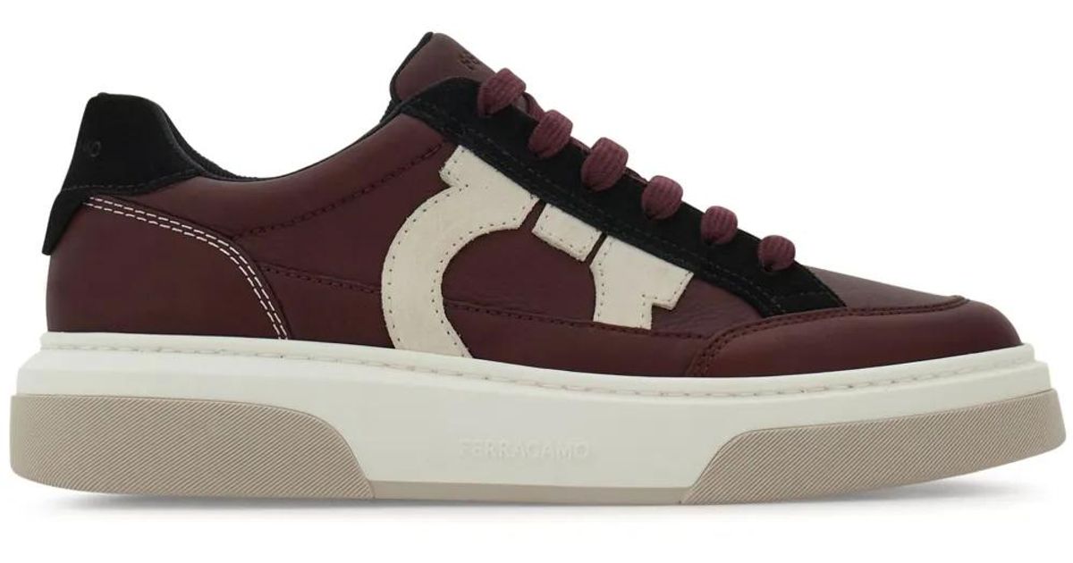 Ferragamo Gancini-Appliqué Sneakers in Brown for Men | Lyst