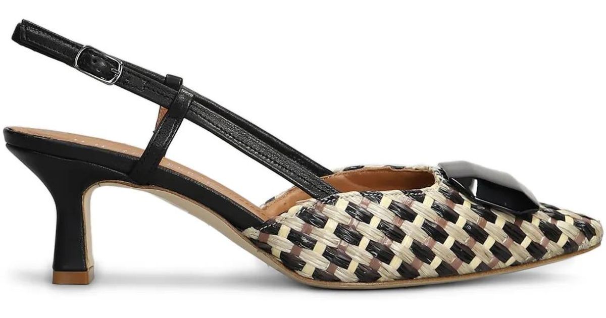 Julie Dee 65Mm Raffia Pumps in Black | Lyst