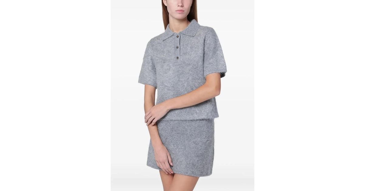 Almada Label Maika Polo Top in Gray | Lyst