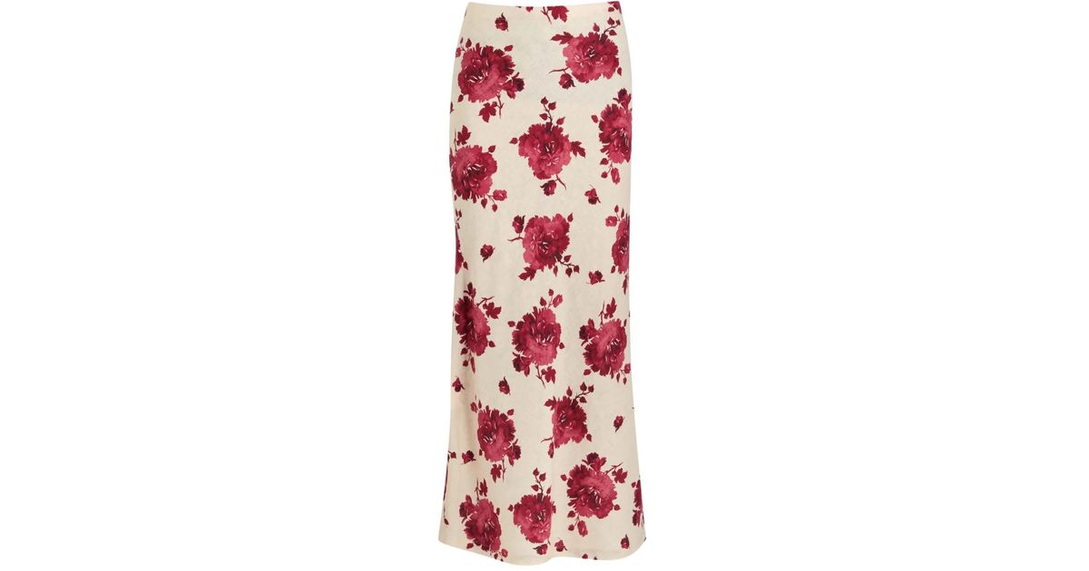 Faithfull the Brand Elise Floral-Pattern Skirt in Red | Lyst UK