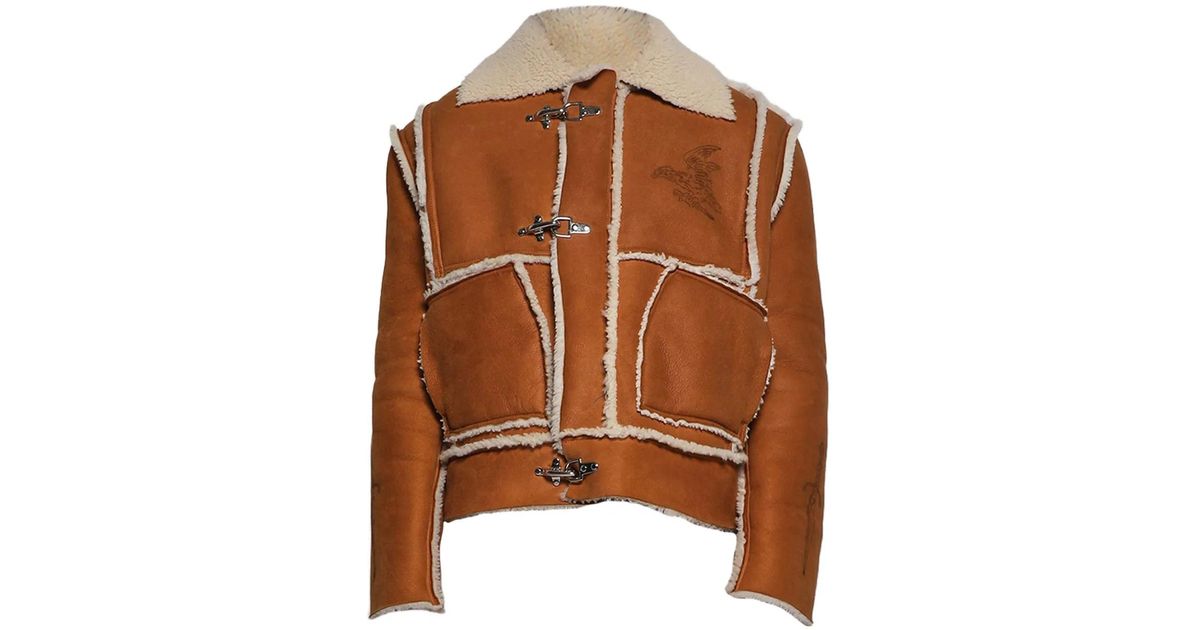 Earthling VIP Shearling Eagle-Print Jacket in Brown for Men | Lyst UK