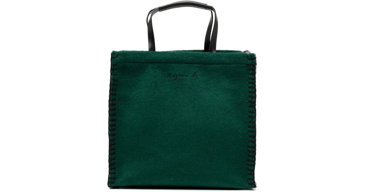 agnès b. Embroidered Logo Bag in Green | Lyst