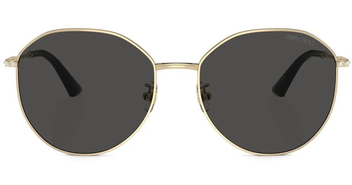 Jimmy Choo Round-Frame Sunglasses in Grey | Lyst UK