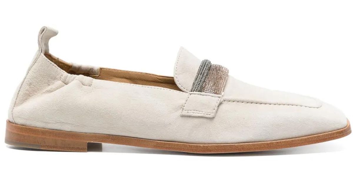 Eleventy Crystal-Embellished Loafers in White | Lyst