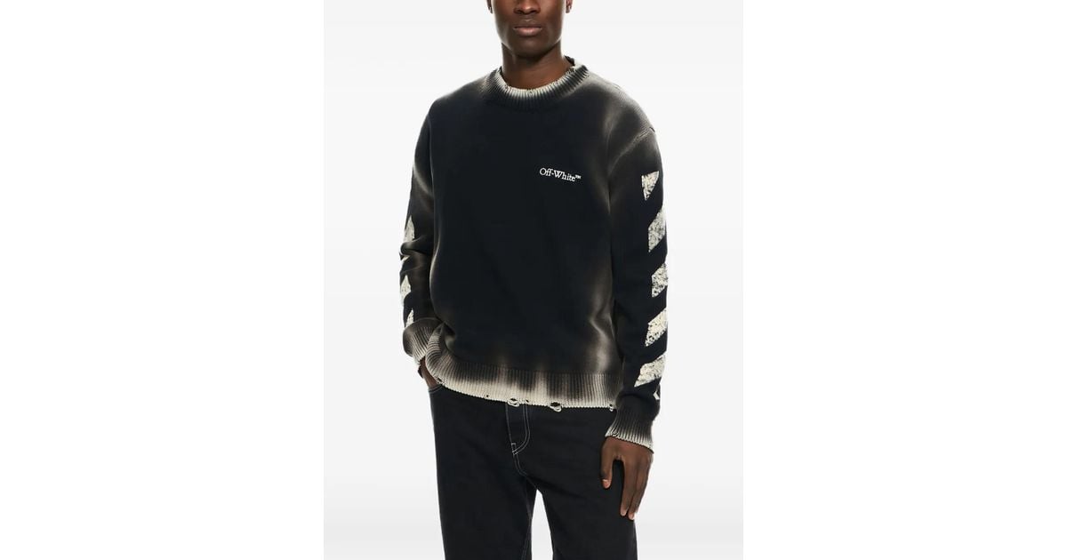 Off-White c/o Virgil Abloh Diag Corrosion Sweater in Black for Men ...