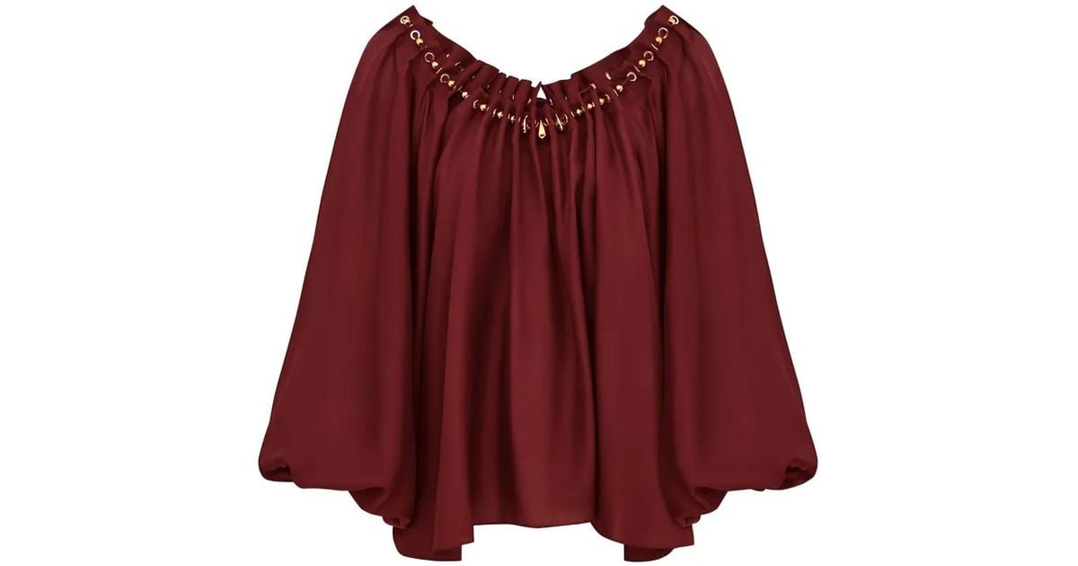 Zimmermann Aster Silk Blouse in Red | Lyst Canada