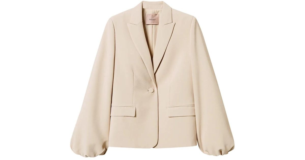 Twinset Crêpe Jacket in Natural | Lyst
