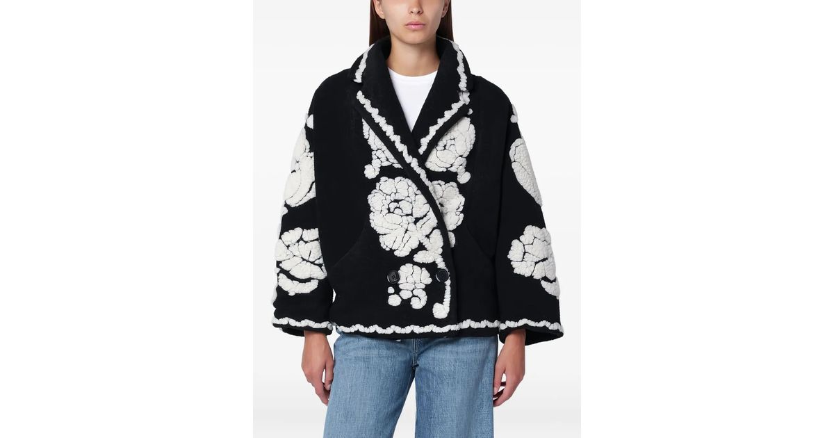 FARM Rio Floral-Arabesque Single-Breasted Jacket in Black | Lyst