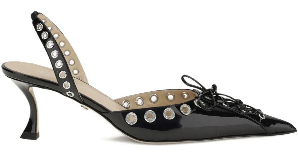 Mach & Mach Crystallised Corset Slingback Pumps in Black | Lyst