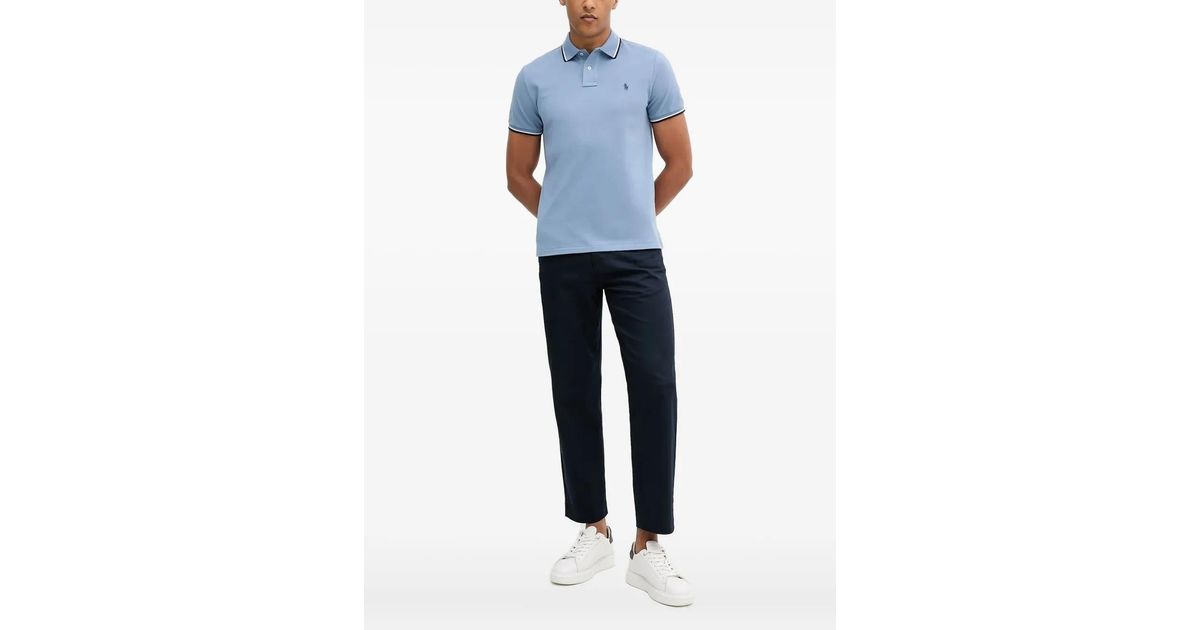 Polo Ralph Lauren Tipped-Collar Polo Shirt in Blue for Men | Lyst