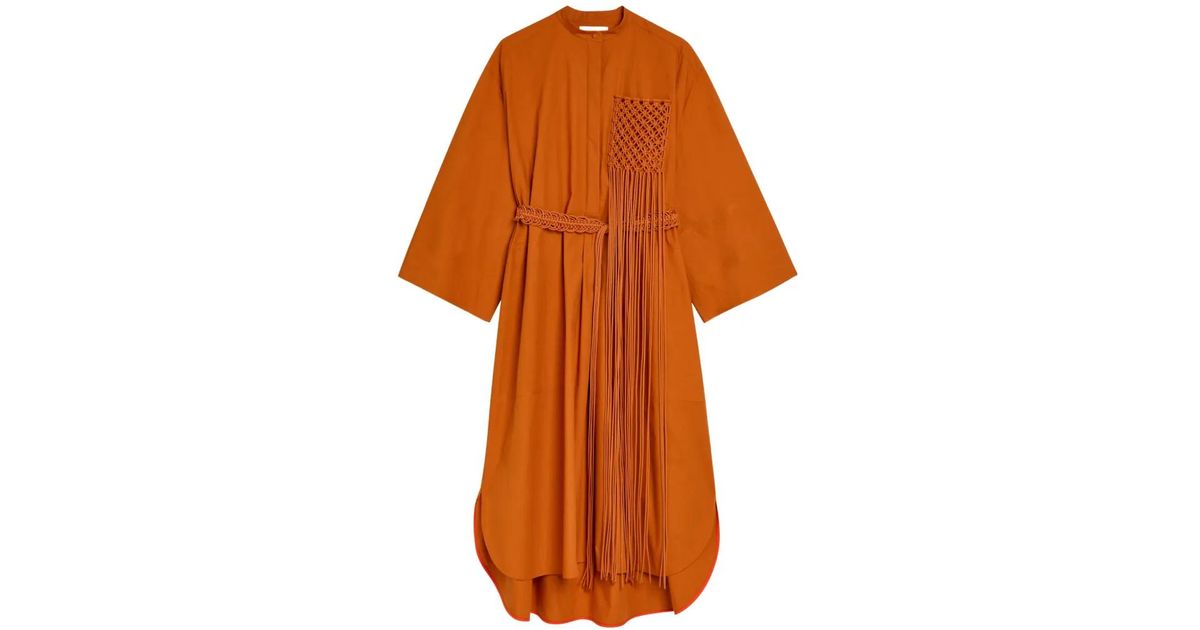 ROKSANDA Poska Belted Midi Dress in Orange | Lyst