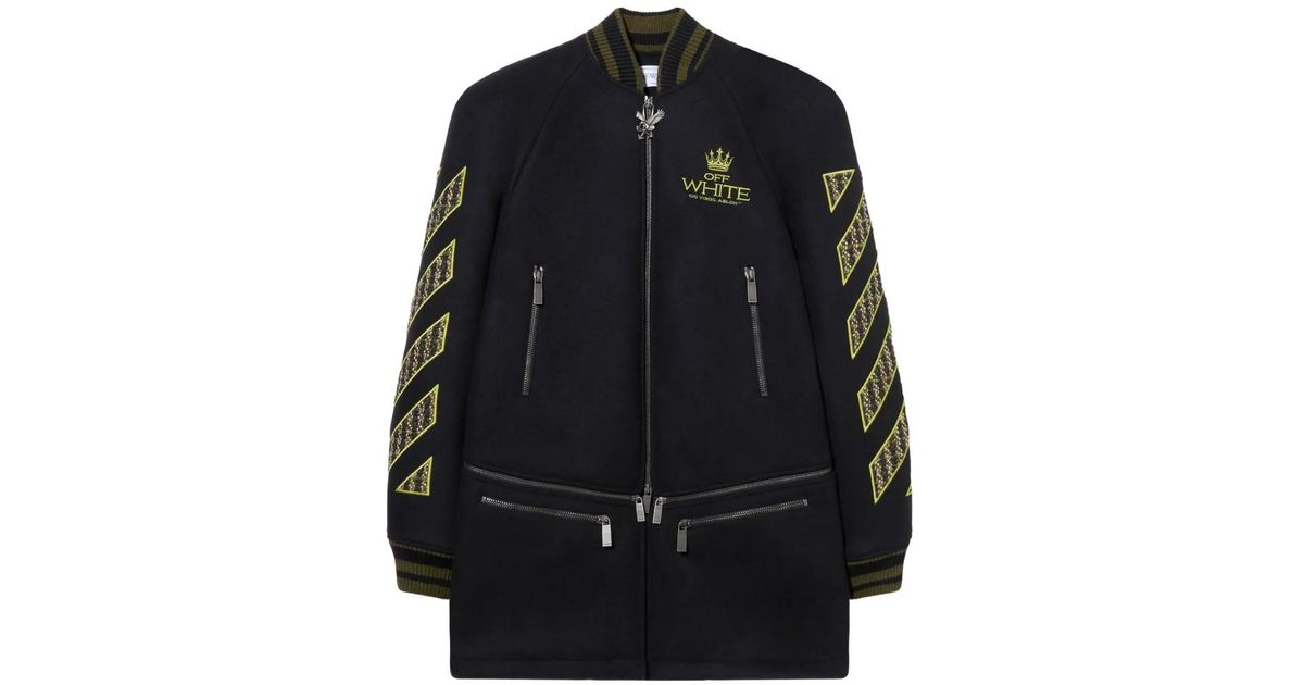 Off-White c/o Virgil Abloh Embroidered Coat in Black for Men | Lyst UK