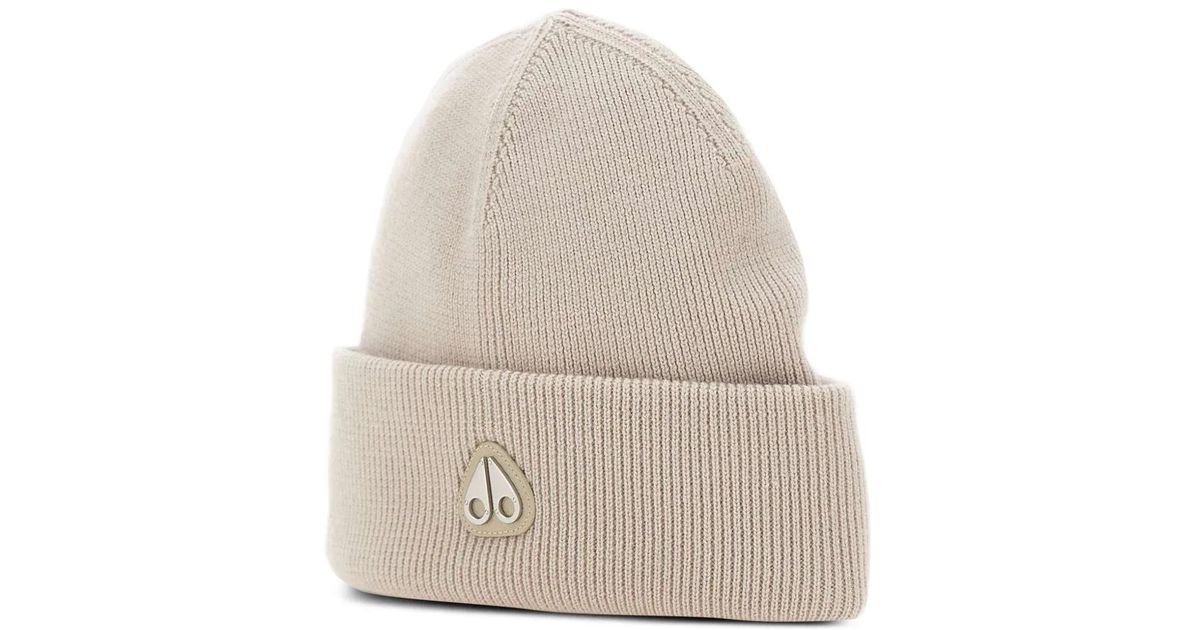 Moose Knuckles Logo-Plaque Ribbed Beanie in Natural for Men | Lyst UK