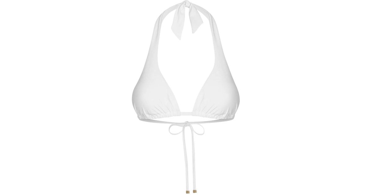 Dolce And Gabbana Halterneck Triangle Bikini Top In White Lyst