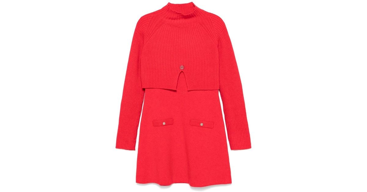 Maje Sweater And Mini Dress Set in Red | Lyst