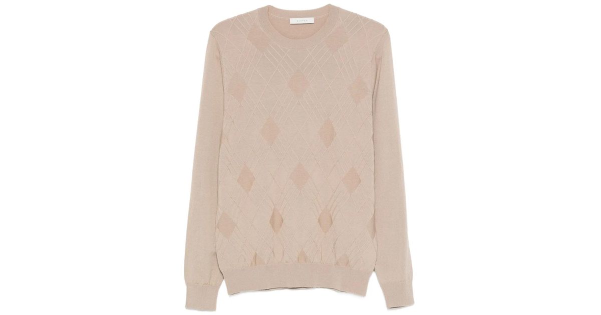 Diktat Argyle-Pattern Sweater in Natural for Men | Lyst UK