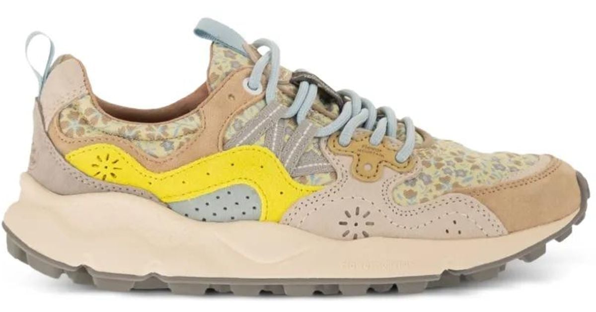Flower Mountain Yamano 3 Floral-Print Suede Sneakers in Natural | Lyst UK