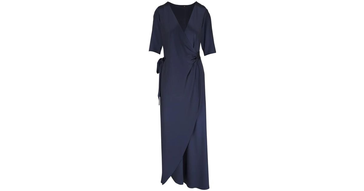 Peter Cohen V-Neck Silk Dress in Blue | Lyst UK