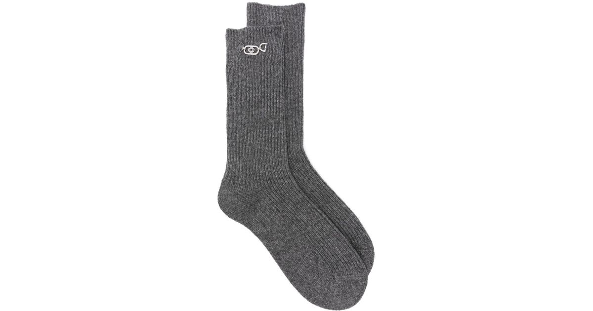 Maje Logo-Applique Socks in Gray | Lyst