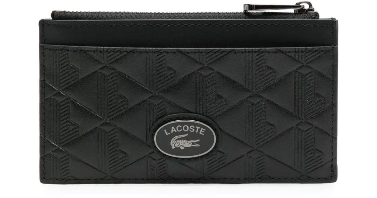 Lacoste Nomogramme Zipped Cardholder in Black for Men | Lyst