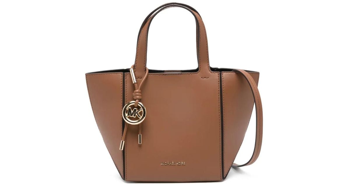 MICHAEL Michael Kors Jordi Logo-Charm Tote Bag in Brown | Lyst UK
