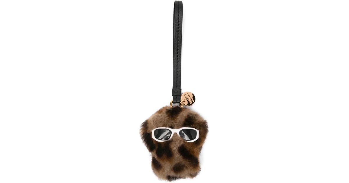 Versace Leopard-Print Textured Keyring in Brown | Lyst UK
