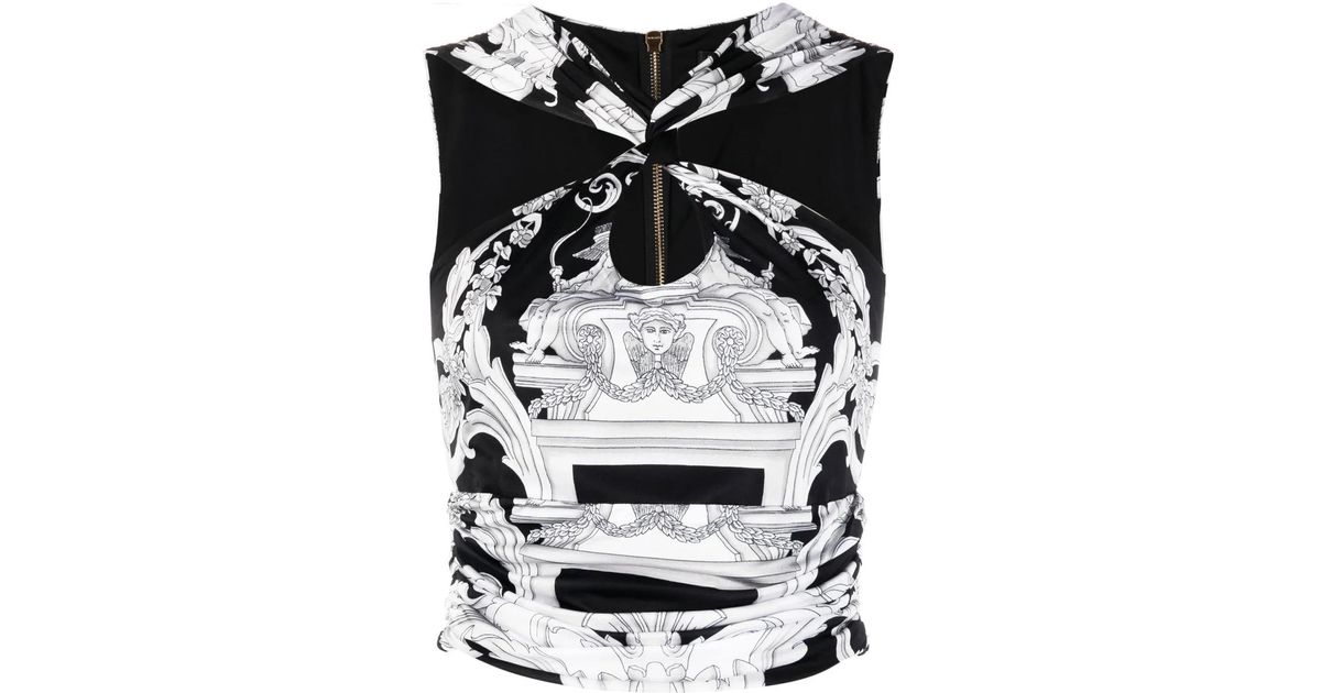 Versace Baroque Cropped Top in Black | Lyst UK