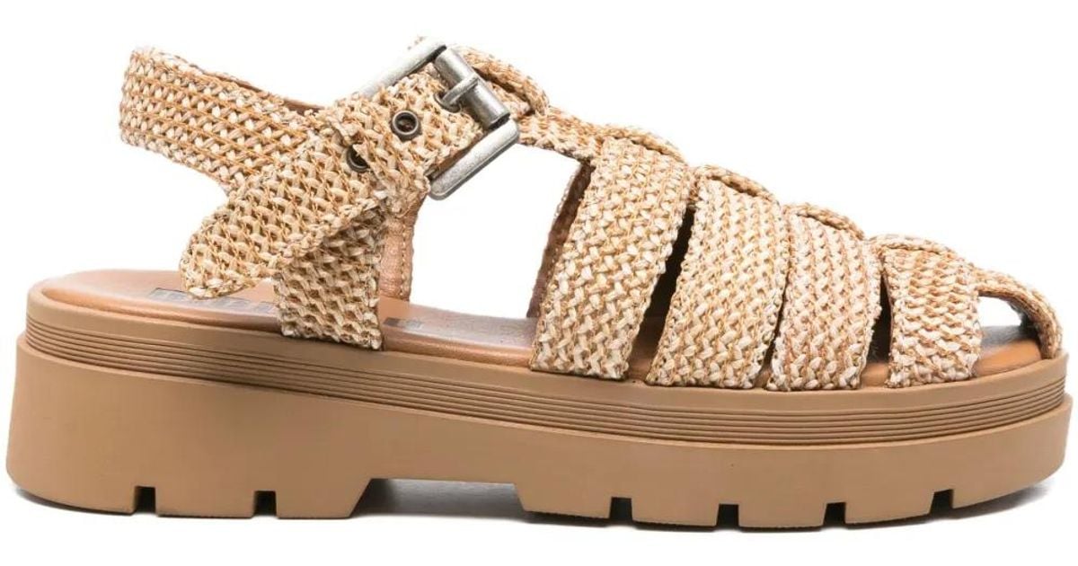 Bibi Lou Woven-Texture Flat Sandals in Natural | Lyst