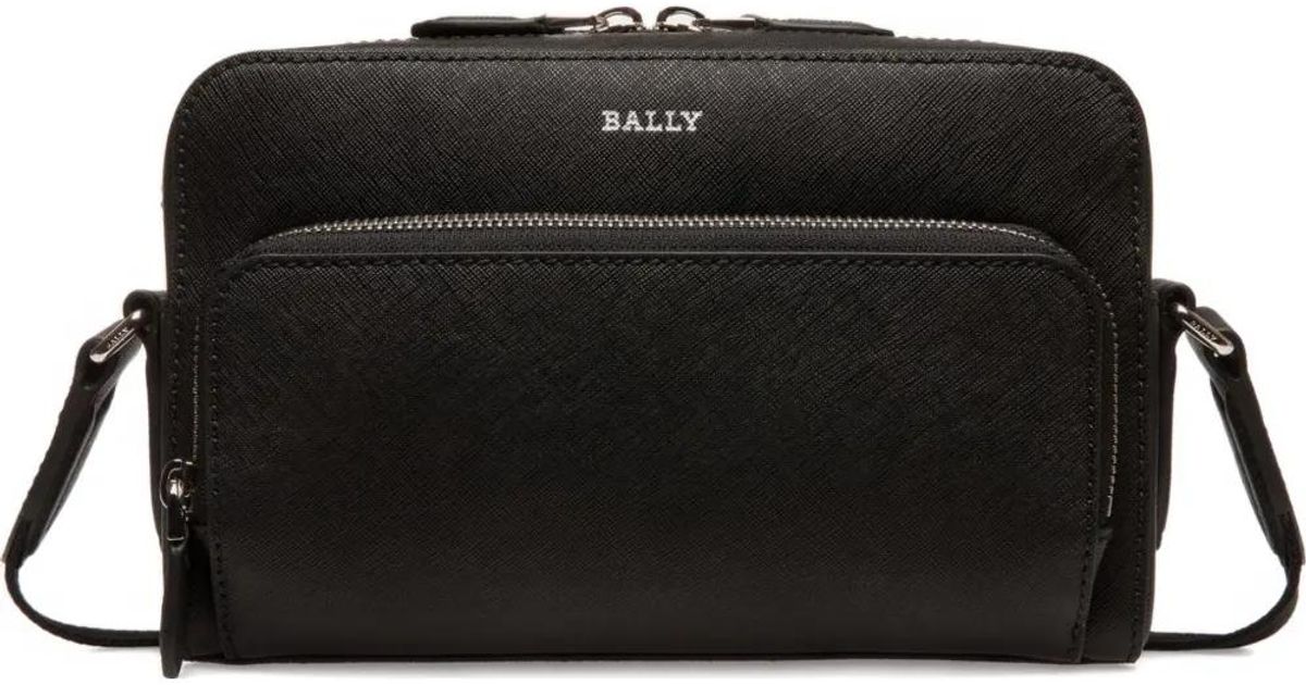 Bally Embossed Leather Messenger Bag in Black for Men | Lyst