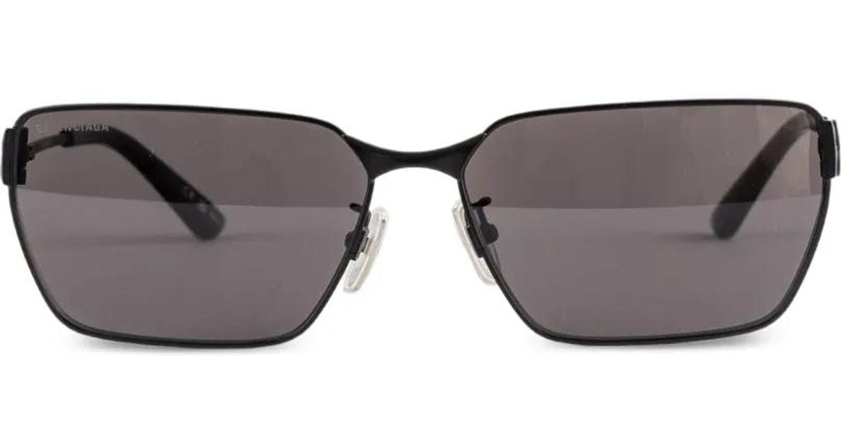 Balenciaga Rectangle-Frame Logo-Plaque Sunglasses in Grey | Lyst UK