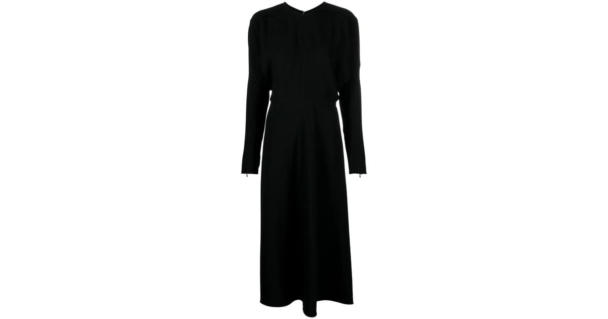 Victoria Beckham Draped Cady Midi Dress in Black | Lyst UK