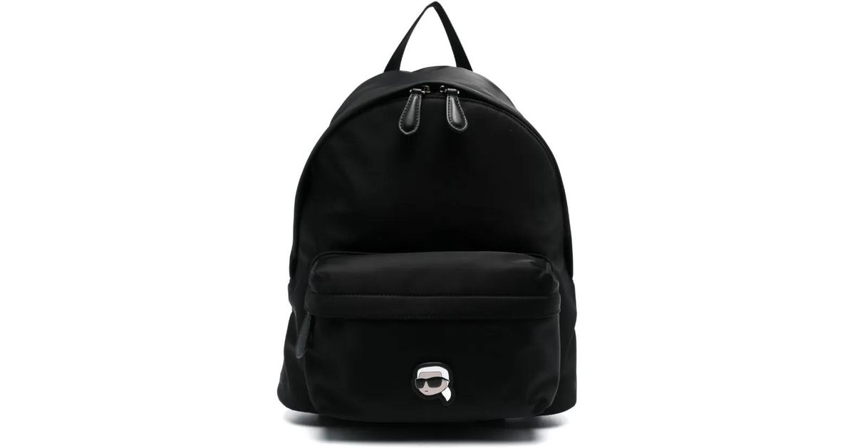 Karl Lagerfeld Logo-Patch Faux-Leather Backpack in Black | Lyst UK