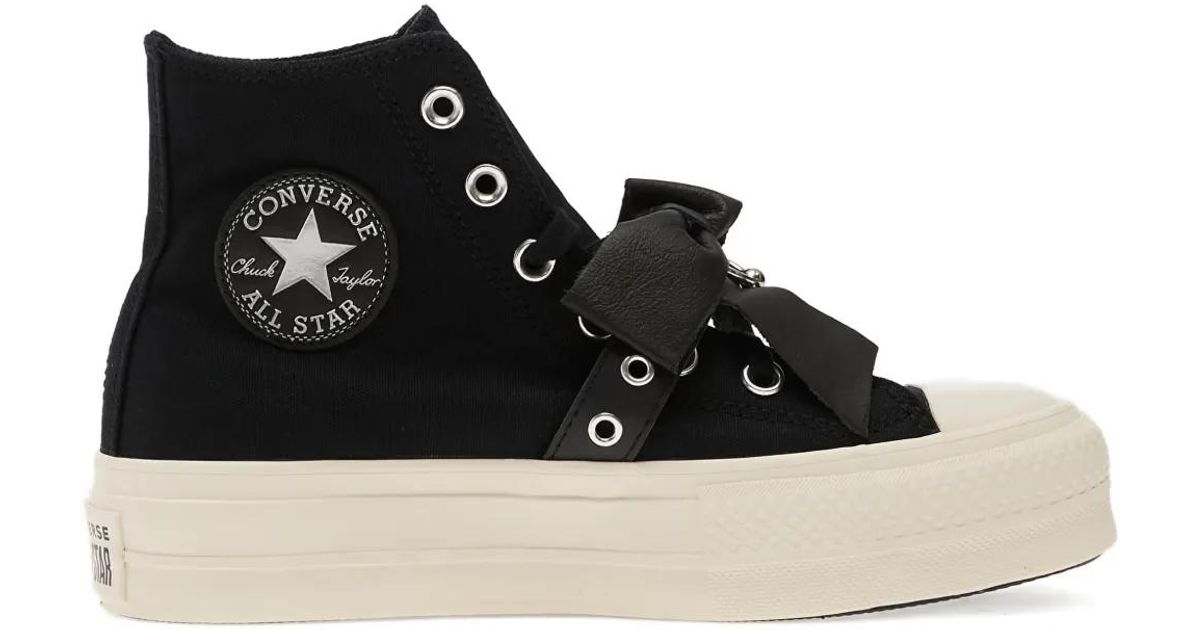 Converse Chuck Taylor All Star Lift Bow-Detail Sneakers in Black | Lyst UK
