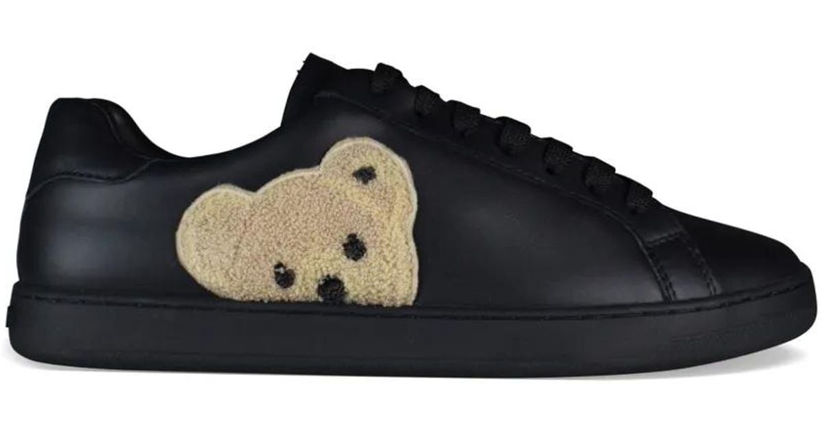 Palm Angels Teddy-Bear Leather Sneakers in Black for Men | Lyst