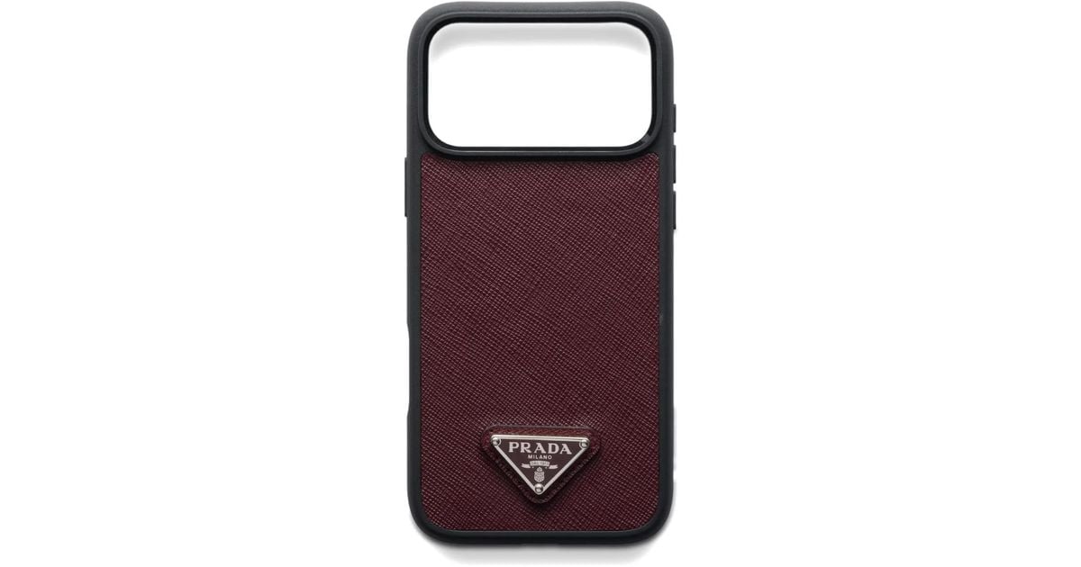 Prada Triangle Logo Leather Phone Case (Iphone 17 Pro Max) in Purple ...