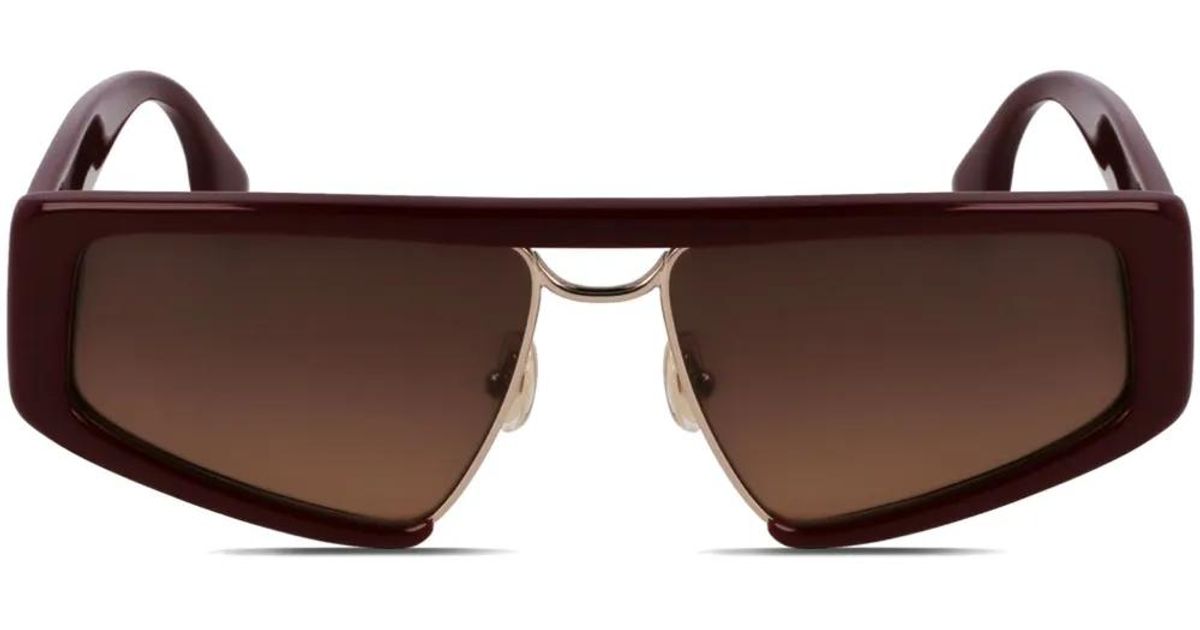 Victoria Beckham Rectangle-Frame Sunglasses in Brown | Lyst UK