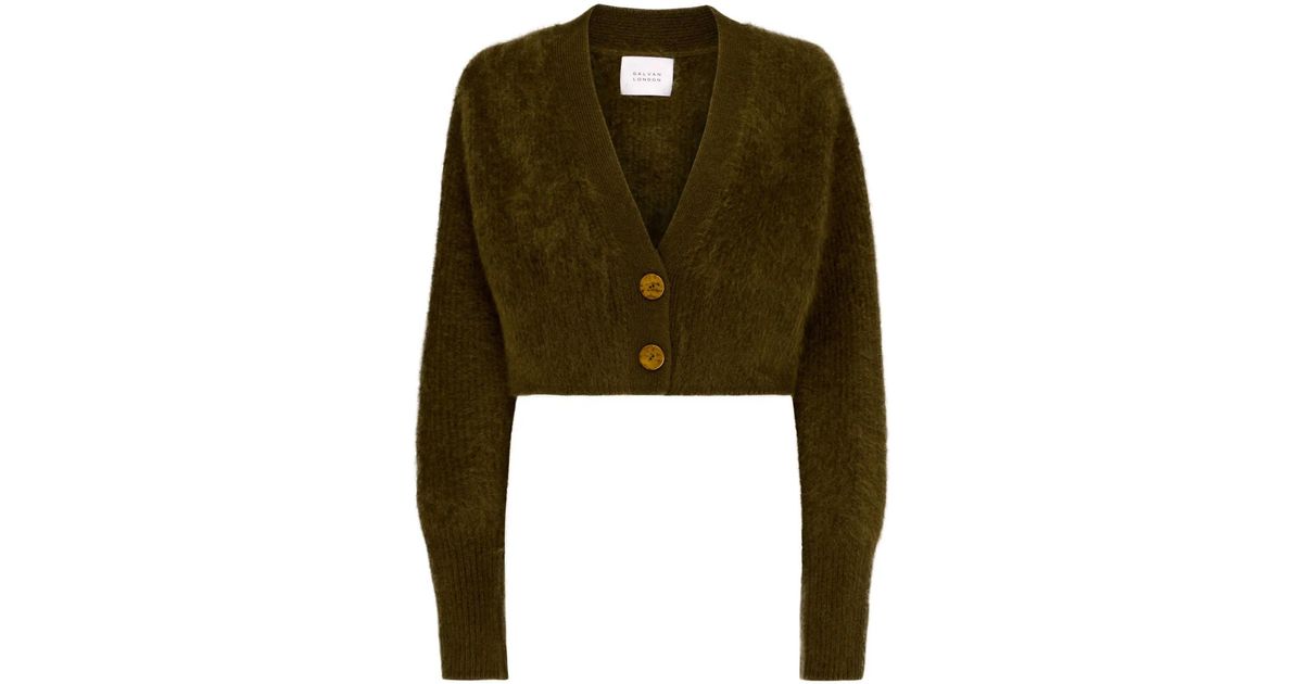 Galvan London Cropped Cardigan in Green | Lyst