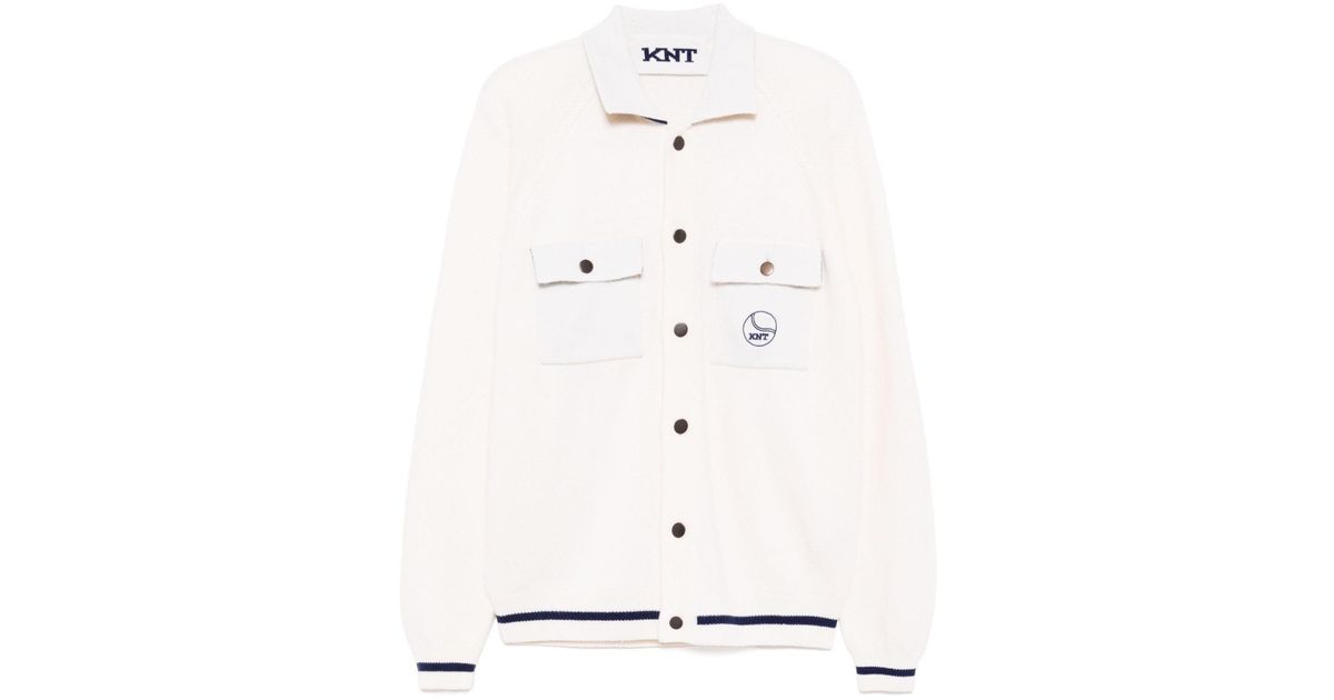 Kiton Embroidered Logo Jacket in White for Men | Lyst UK
