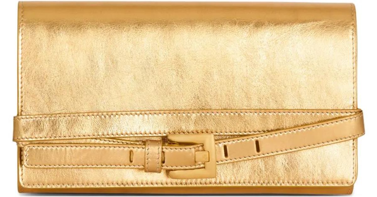 Balmain Shuffle Buckle Cross Body Bag in Natural | Lyst UK
