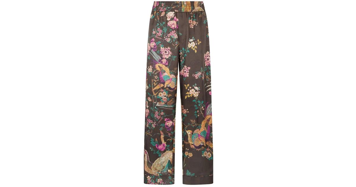 Roberto Cavalli Bird-Print Silk Trousers in Grey for Men | Lyst UK